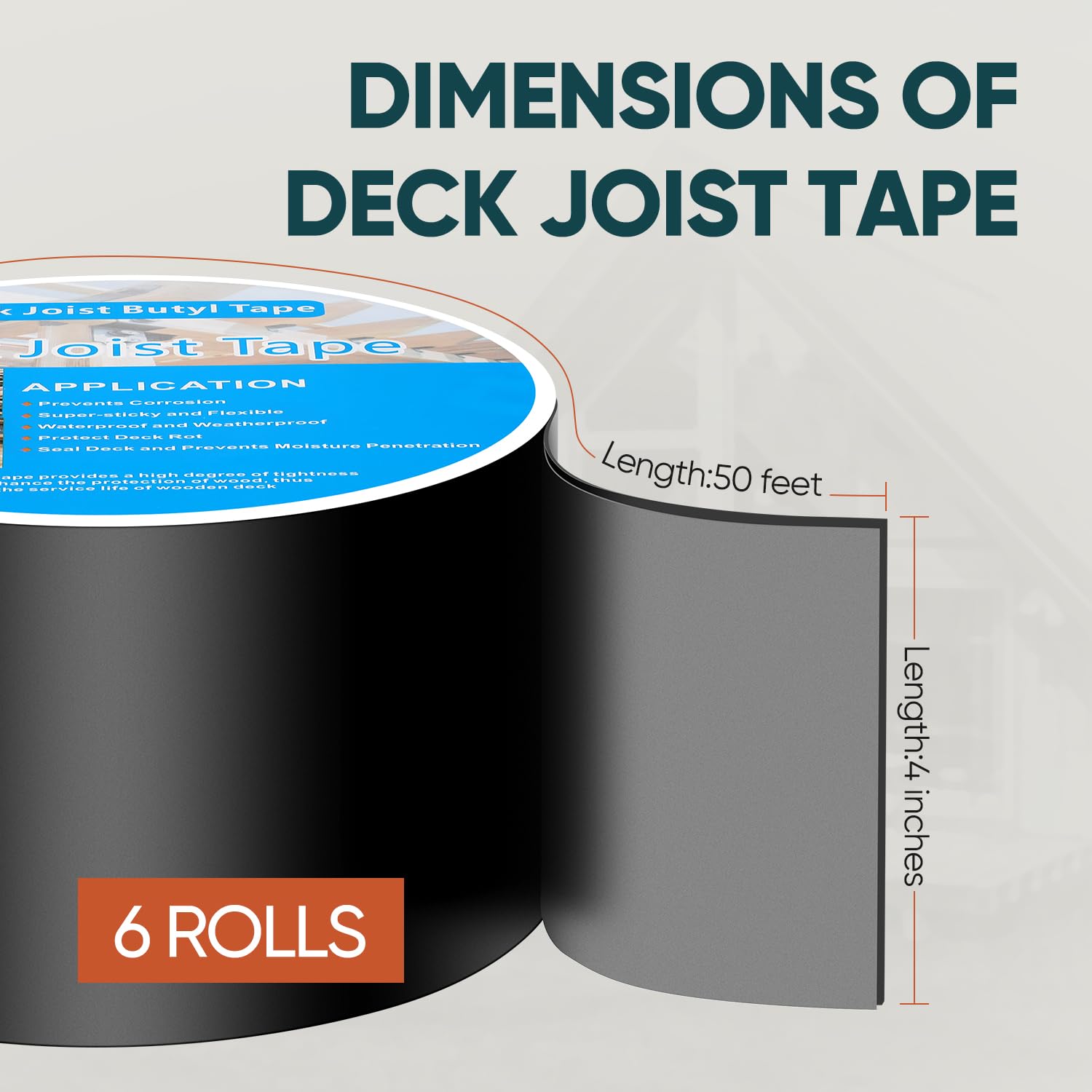 Snapklik.com : Butyl Joist Tape For Decking, 6 Pack 4" X 50 Self ...