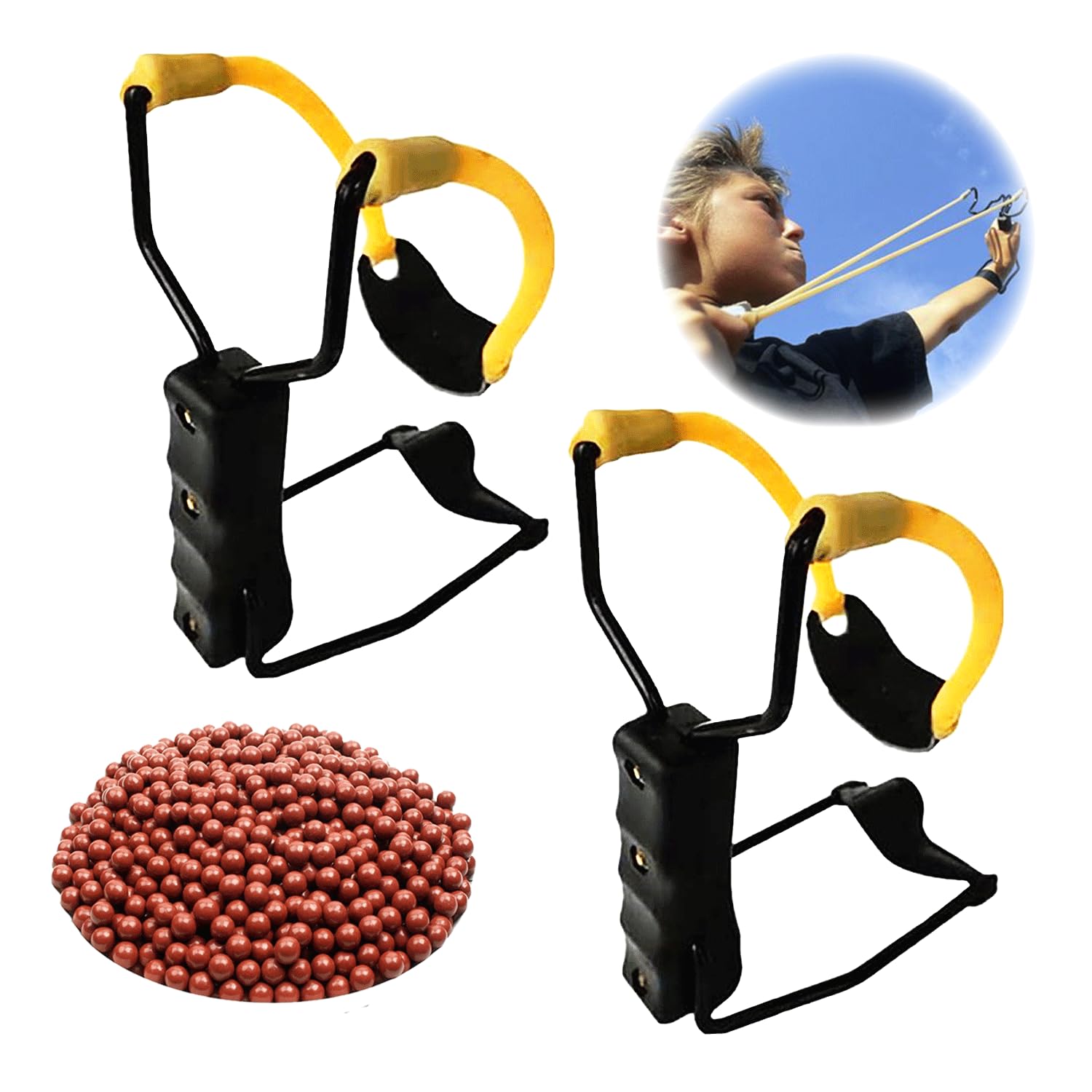 2 Pack Slingshot and 200 PCS Slingshot Ammo Set,Hunting Slingshot ...