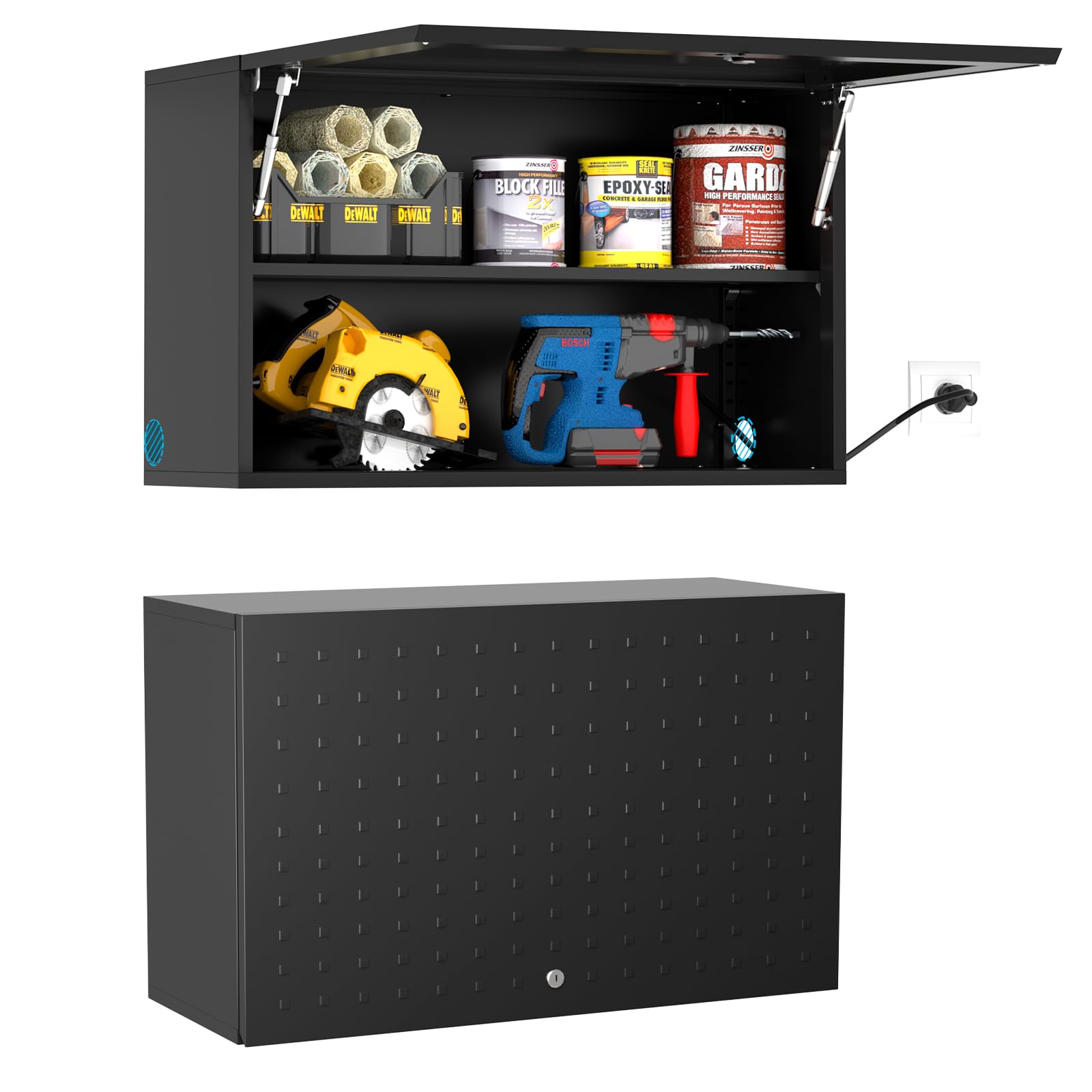 Amazon.com: Metal Wall Cabinets with Doors and Shelves,Floating Garage ...