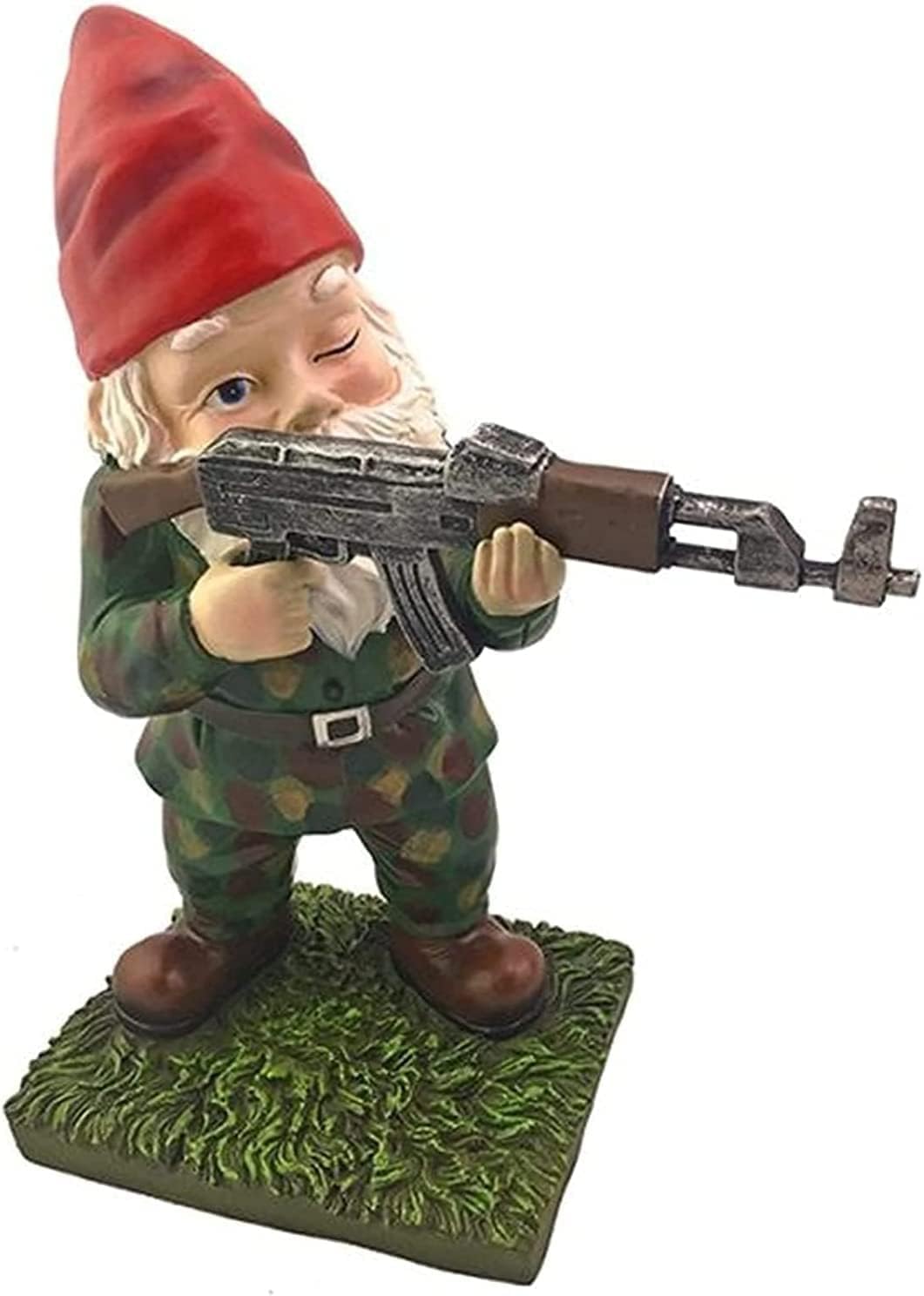 Amazon.com: Garden Guard Statue Military Gnome with Gun, 5.9in Funny ...