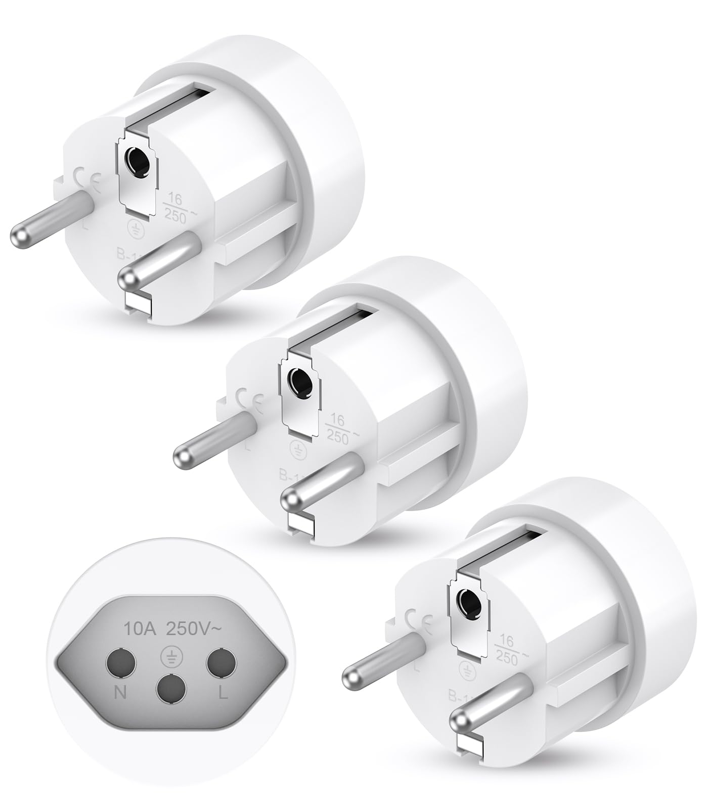 Reiseadapter Schweiz auf EU Adapterstecker, 3 Stück Schweiz auf EU ...