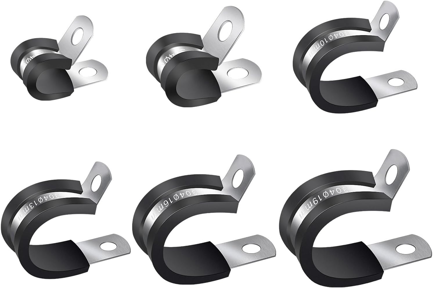 Twidec/35PCS Cable Clamps Assortment Kit 6 Sizes 304 Stainless Steel ...