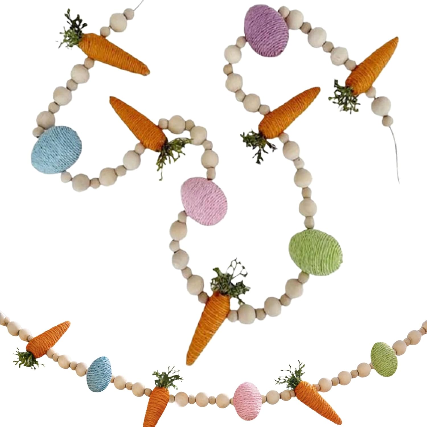 Amazon.com: Easter Garland, Rustic Egg Carrot Decorations with Wooden ...