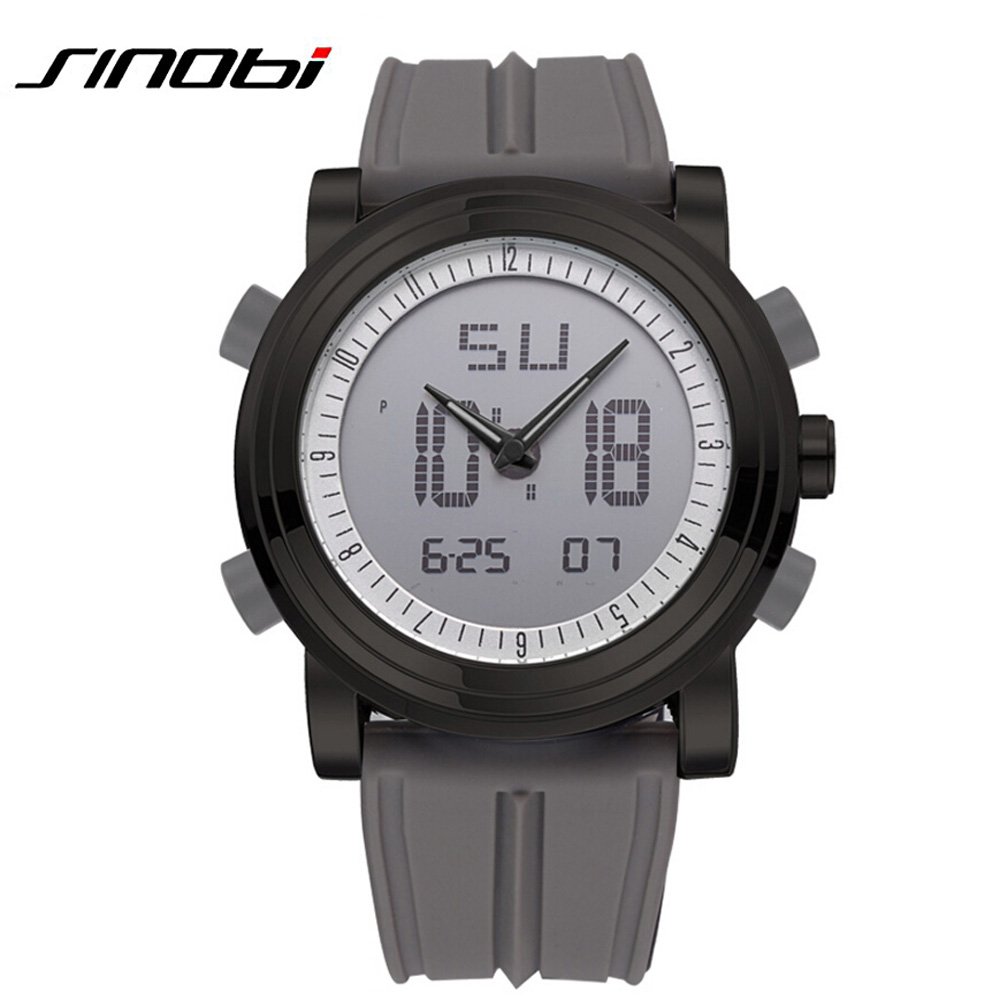 Buy SINOBI Sport Man Watch Silicon Watch Strap Digital Quartz Luminous ...