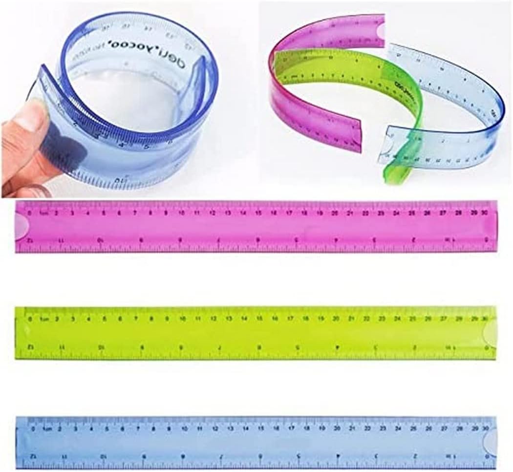 Premier Stationery Flexible 30cm Ruler - Durable Plastic Ruler with ...
