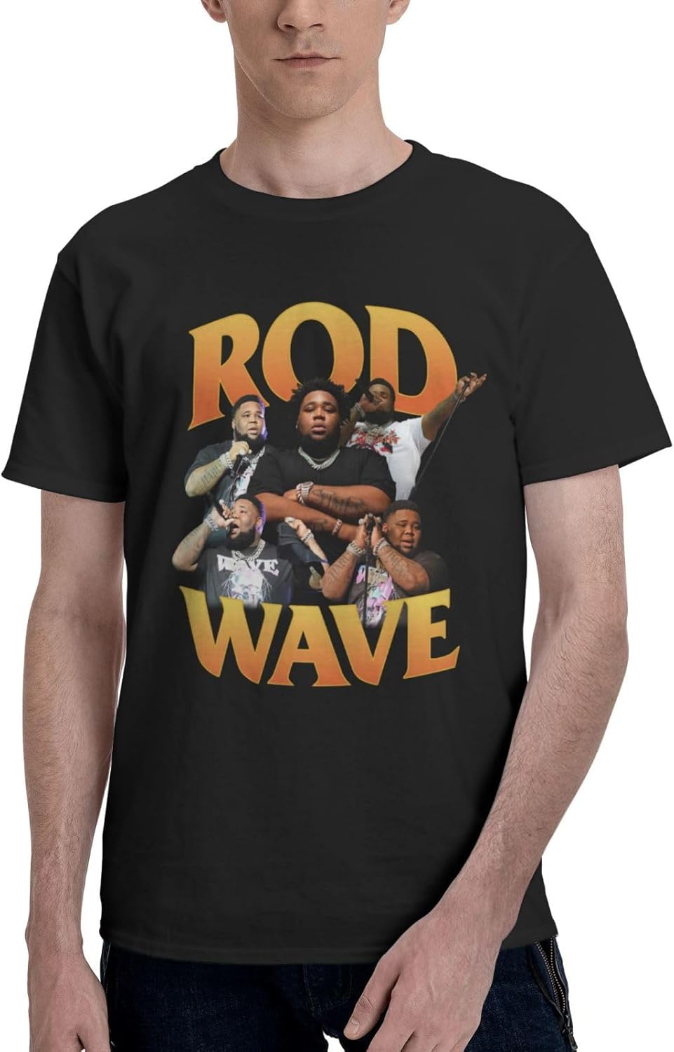 Men's Rods Shirt Rapper Short Sleeves T-Shirt Waves T Shirts Cotton ...