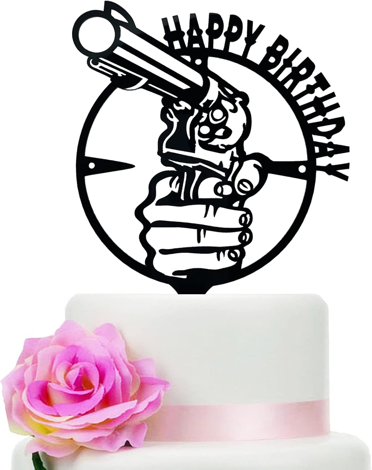 Amazon.com: Gun Happy Birthday Cake Topper for Boys Men' Target/Gun ...