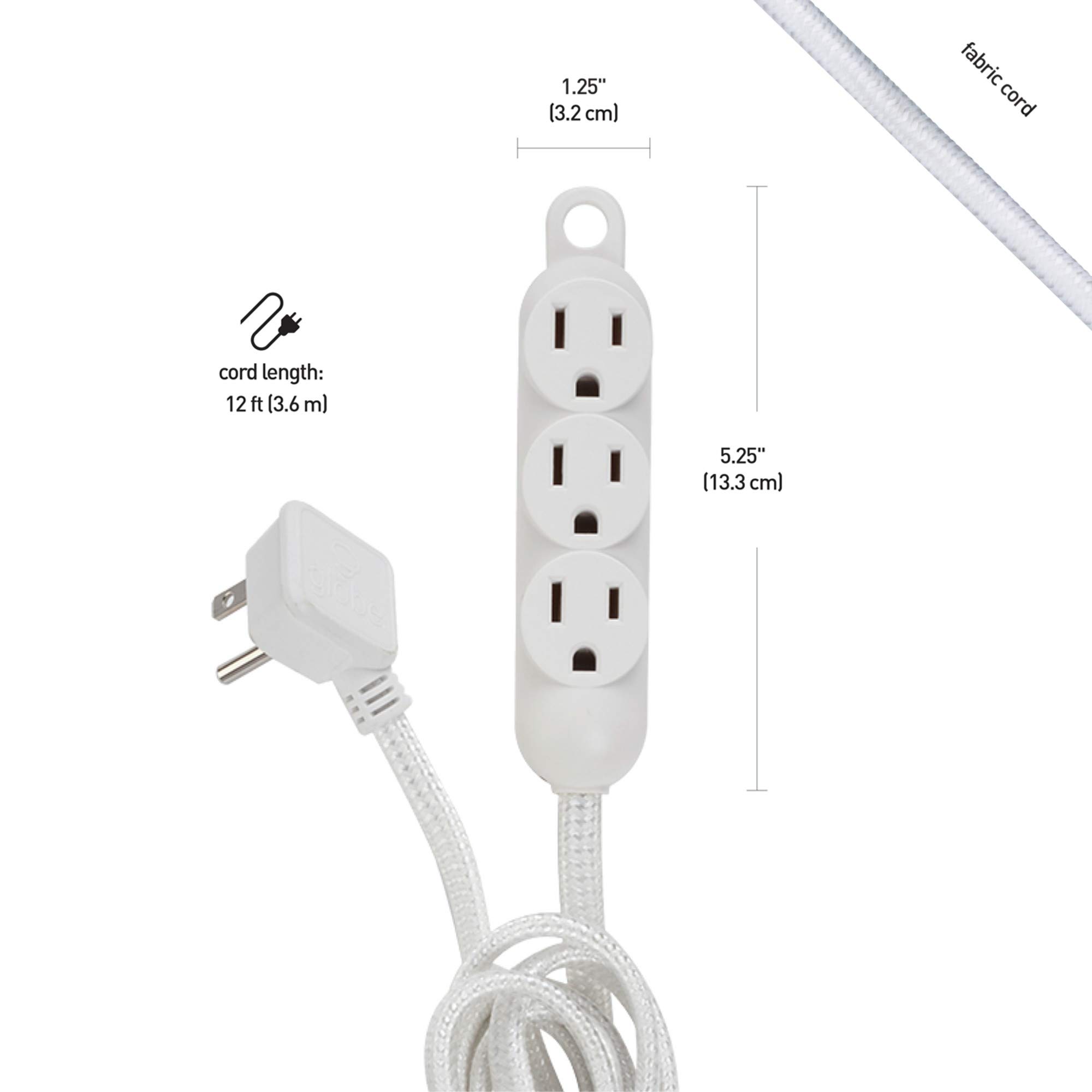 Snapklik.com : Globe Electric 22986 12ft Fabric Extension Cord, 3 ...