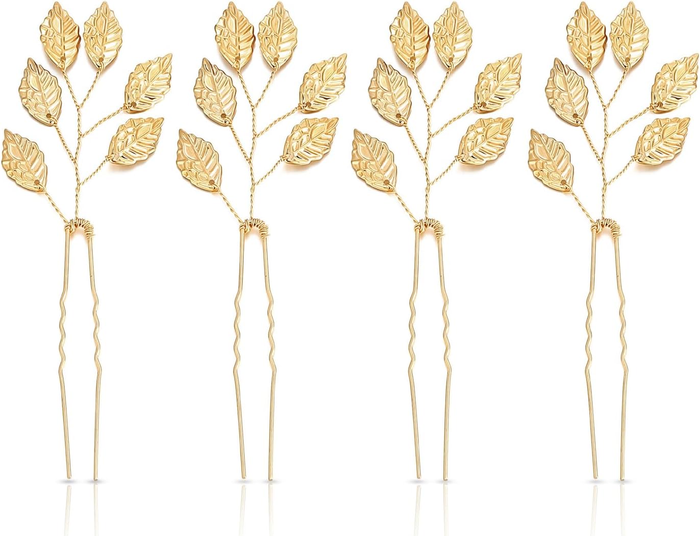 Gold Hair Pins - ShiningUU 4PCS U-Shaped Hair Gems with Pearl & Leaf ...