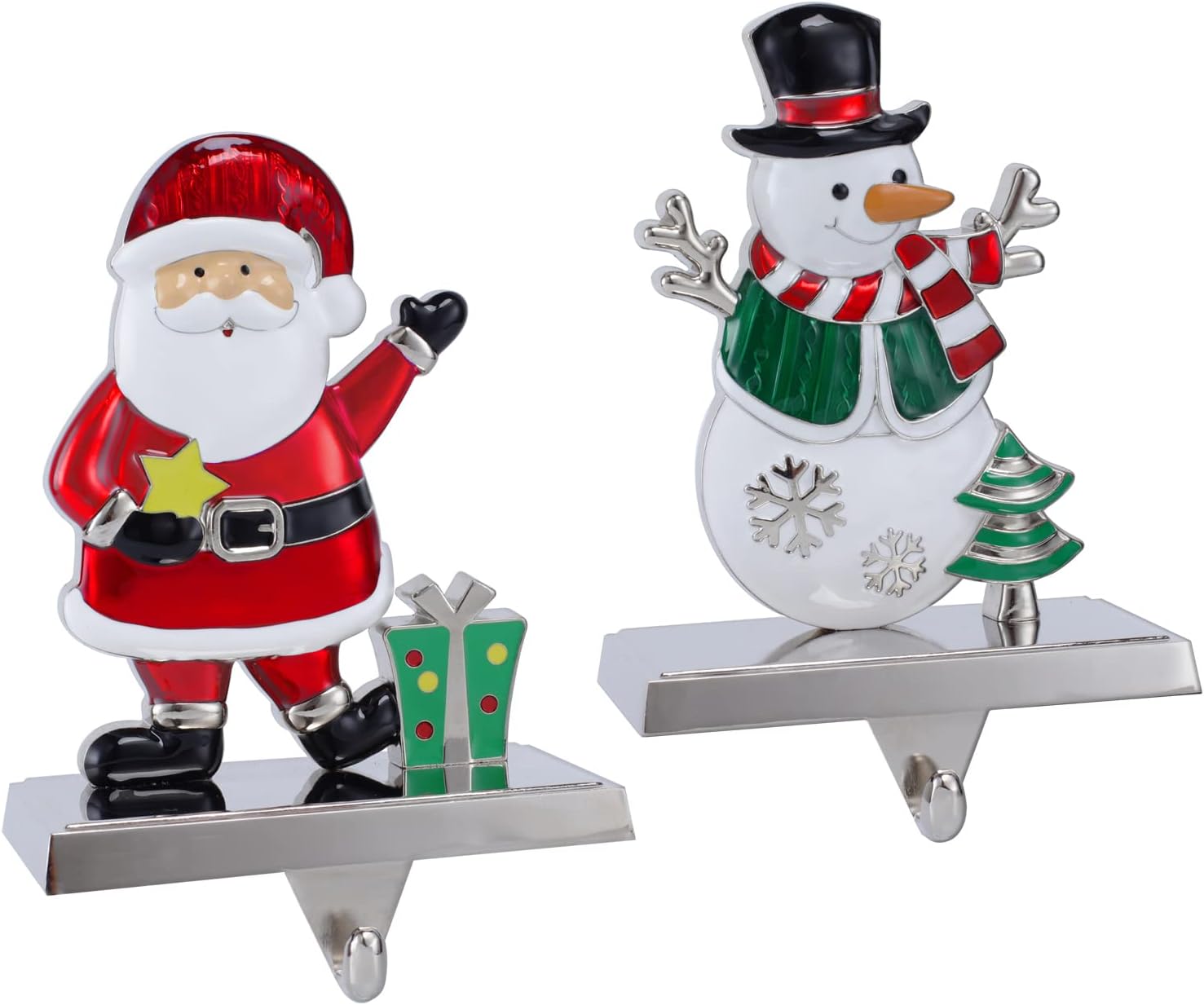 Christmas Stocking Holders for Mantle Set of 2 Santa Claus and Snowman ...