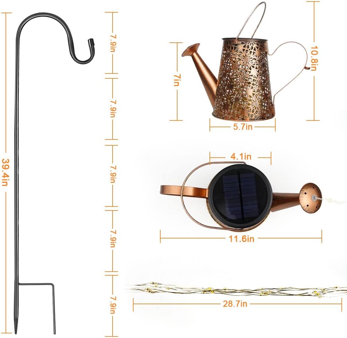 Regadera solar con luces en cascada, luces solares para exteriores ...