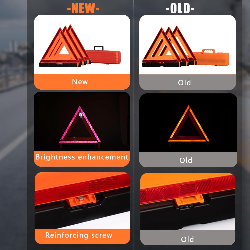 Box Truck Accessories DOT Approved Warning Triangle 3-Pack - Reflective ...