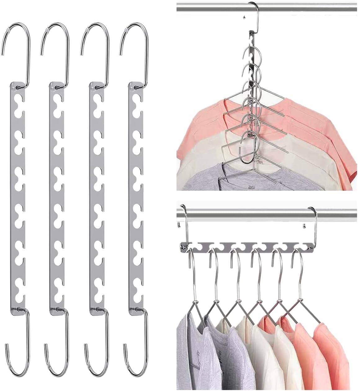 Amazon.com: Karlliu 2 Pack 16 Inch Space Saving Hangers 10 Hooks Magic ...