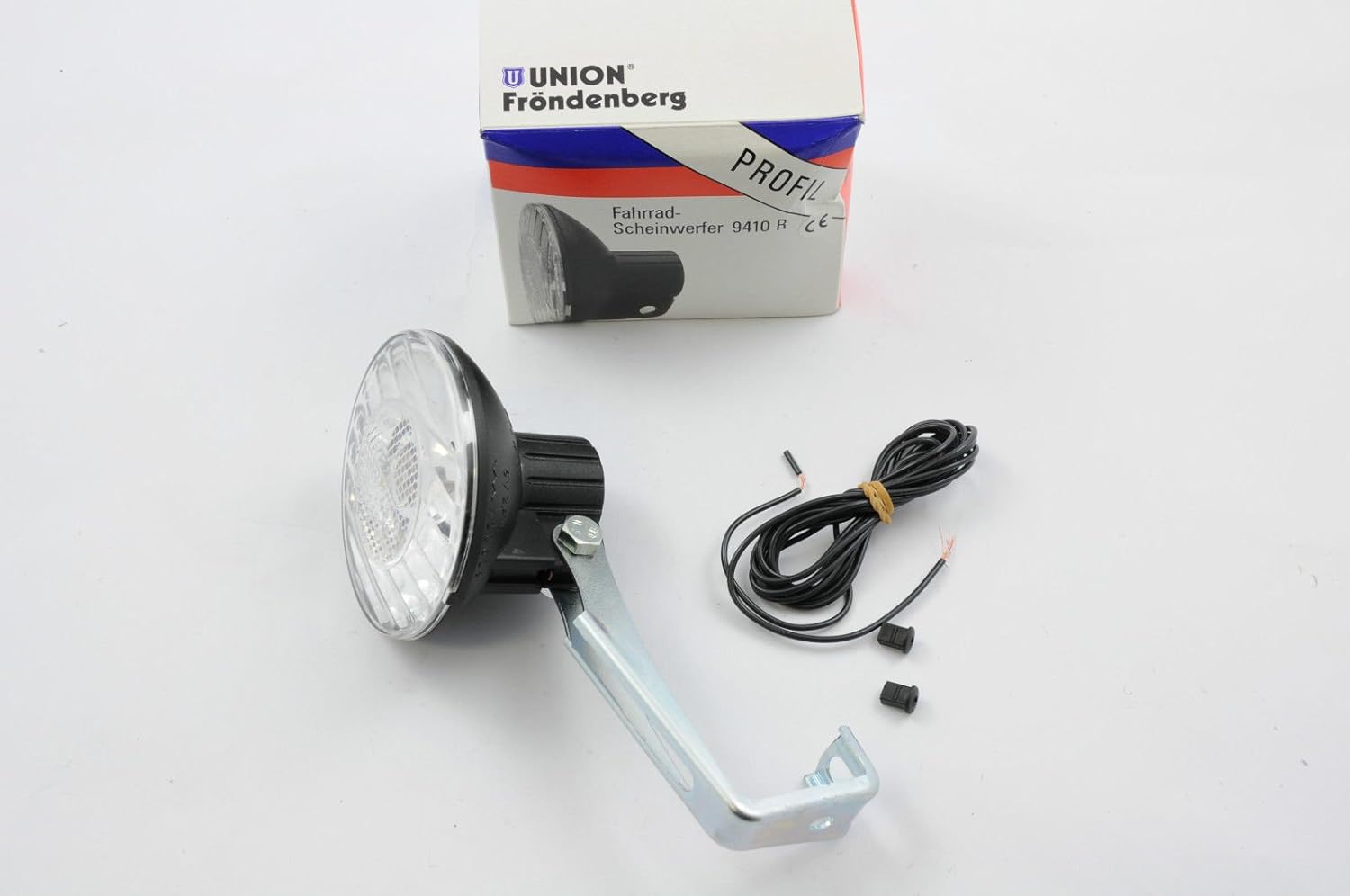 UNION 9410 FRONT 70mm DYNAMO LIGHT WITH MOUNTING BRACKET & WIRE NOS ...