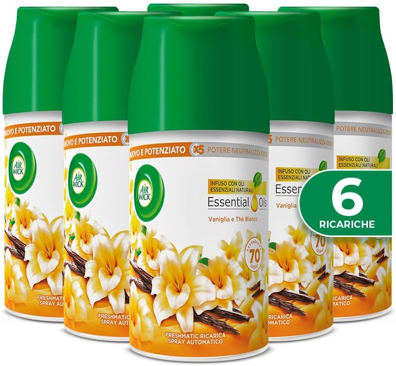 Airwick Freshmatic Ricariche Vaniglia e Thè Bianco, Profumatore per ...