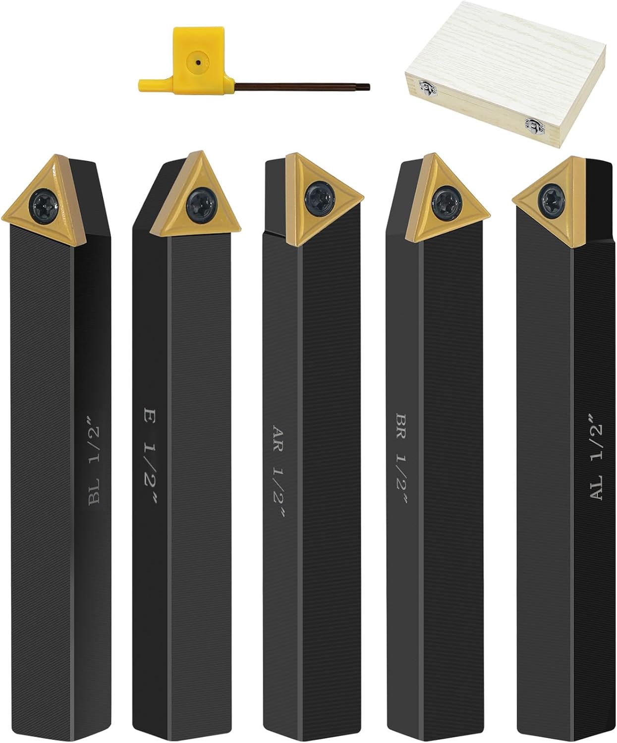 Metal Lathe Cutting Tools,5pcs 1/2'' Shank Indexable Carbide Lathe ...