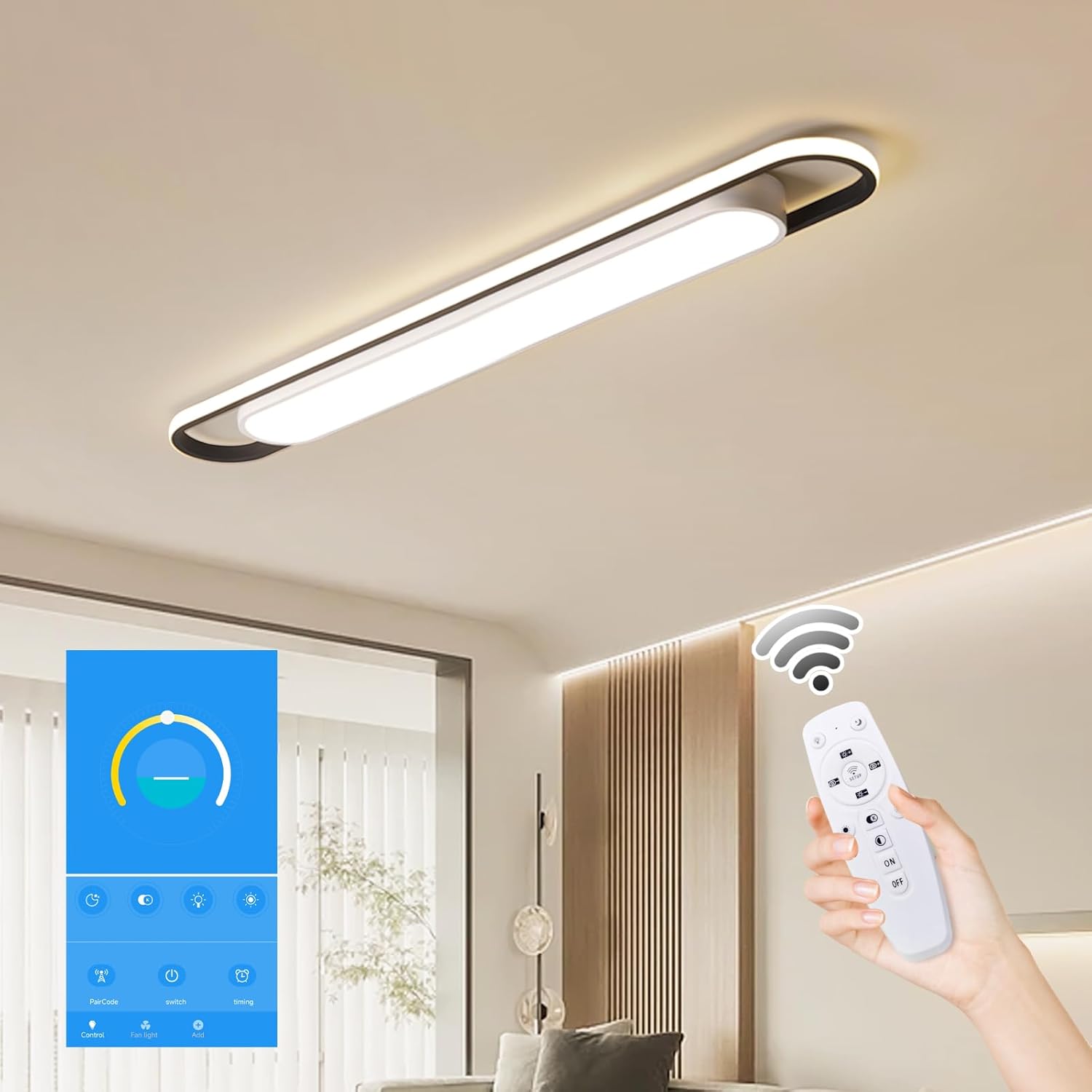 Naroume Modern LED Linear Ceiling Lights Dimmable LED Ceiling Lamp with ...
