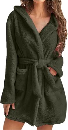 BNisBM Womens Plush Soft Robe Fluffy Soft and Comfortable Warm Fleece ...