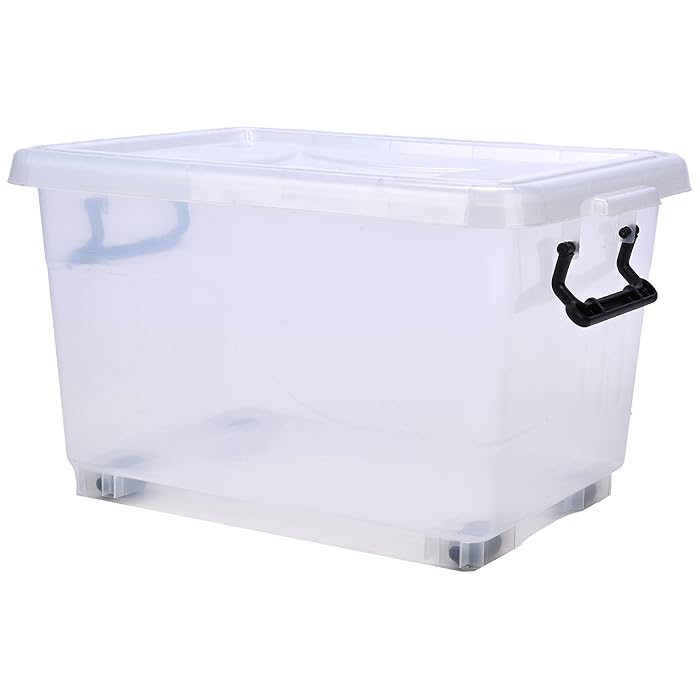 Buy Cosmoplast 22L Clear Plastic Storage Box With Wheels & Lockable Lid ...