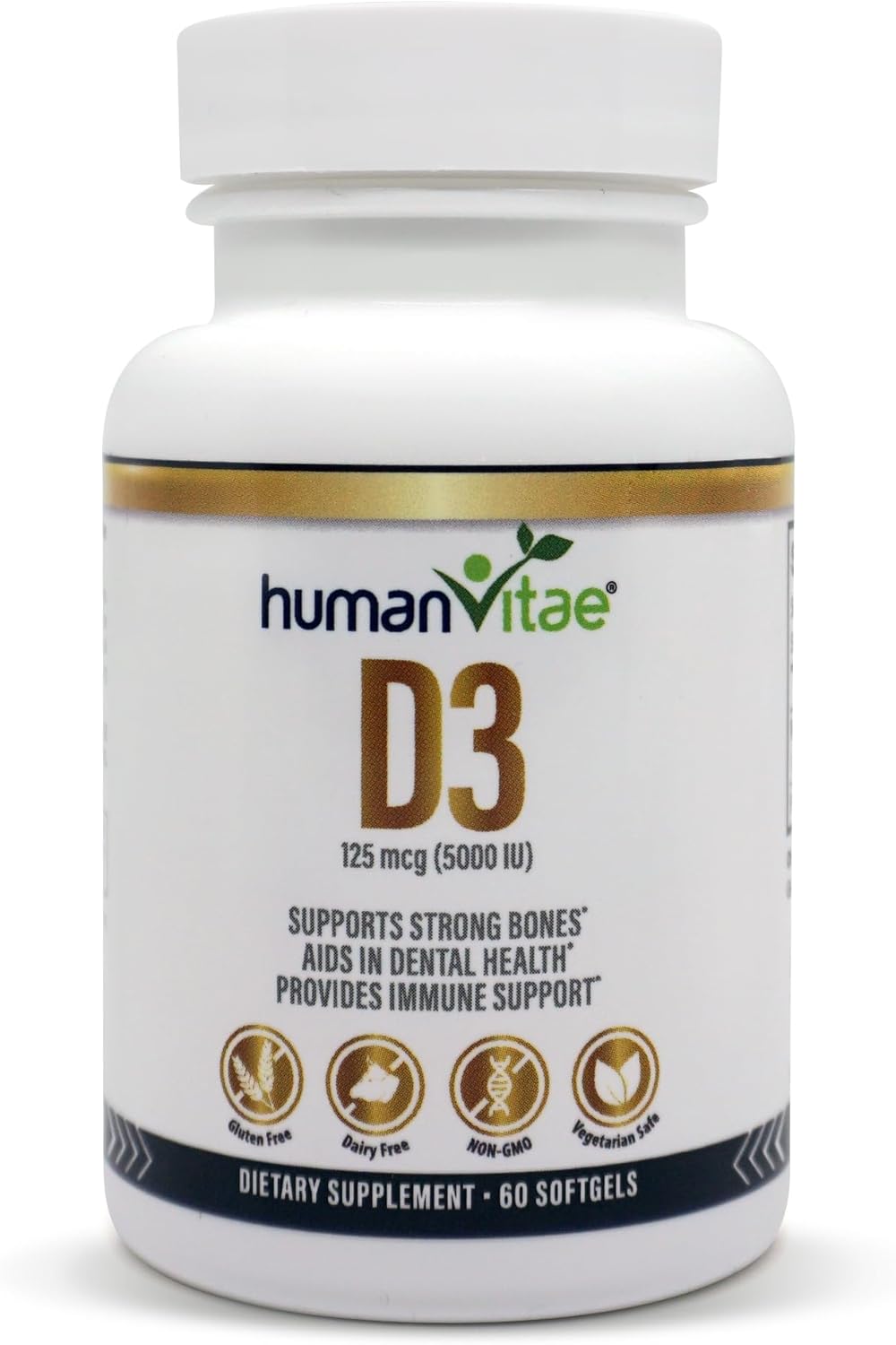 Human Vitae Vitamina D3 5000 UI – 60 cápsulas de cápsulas blandas para ...