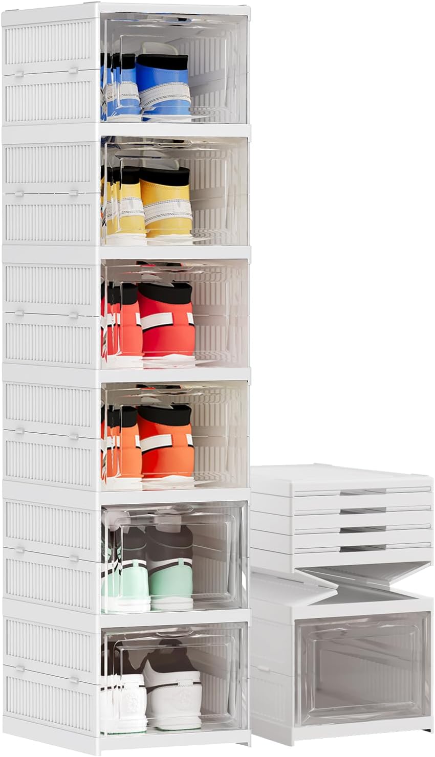 Amazon.com: Sturdy Shoe Organizer 6 Pack Clear Shoe Storage Boxes ...