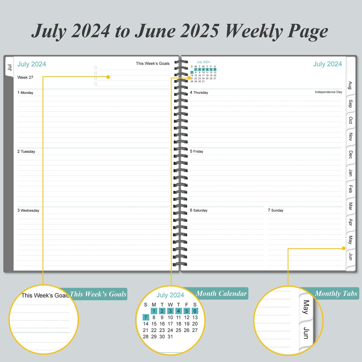 Snapklik.com : 2024-2025 Planner - 8.5 X 11 Weekly & Monthly Planner ...