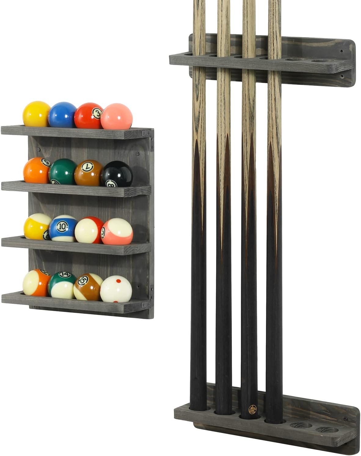 Amazon.com: MyGift Wall Mounted Vintage Weathered Gray Wood Pool Cue ...