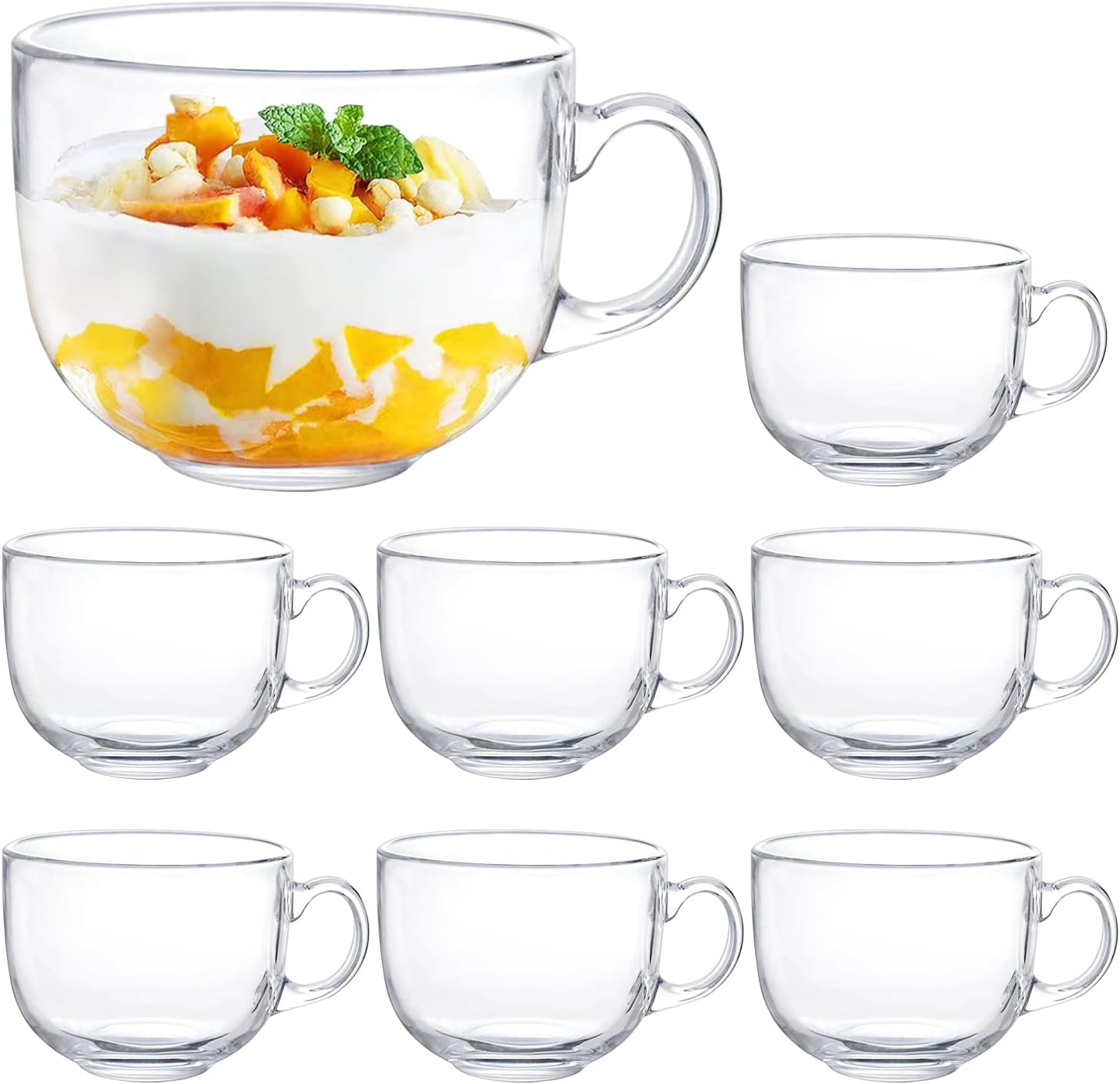 Amazon.com: Woaiwo-q Glass Jumbo Mugs Set of 8,16oz Clear Coffee Cup ...