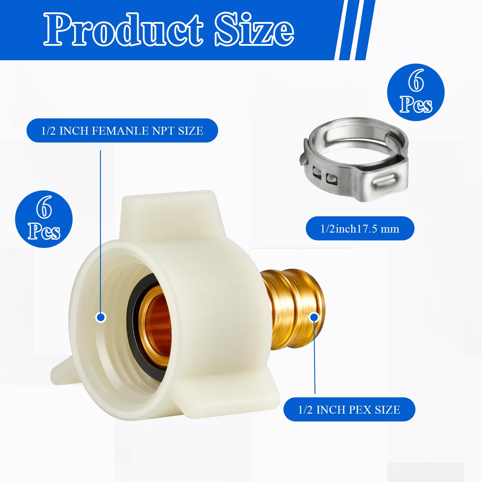 Snapklik.com : 12Pcs PEX Swivel Adapter Brass Crimp Fittings, 1/2" X 1/ ...