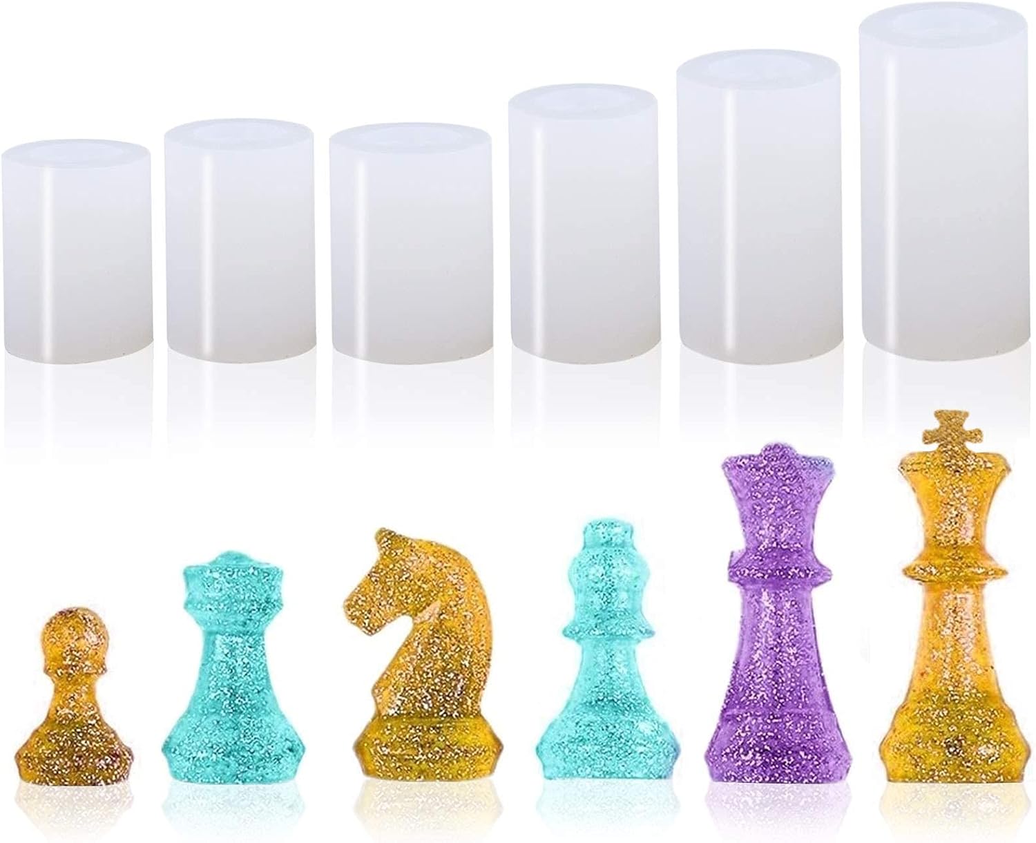 BEIJITA Chess Silicone Mold 6pcs 3D International Chess Pieces Resin ...
