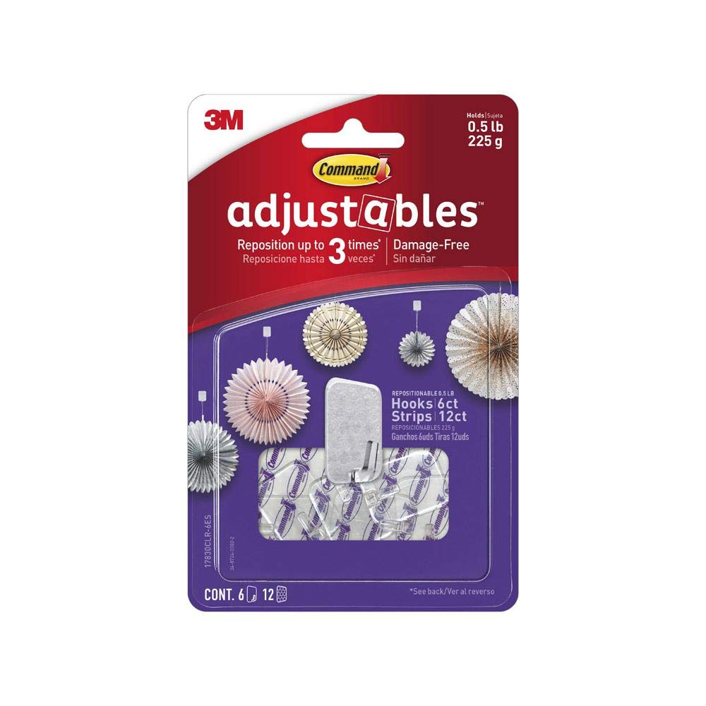 Amazon.com: Command Adjustables Repositionable Mini Hooks, Plastic ...