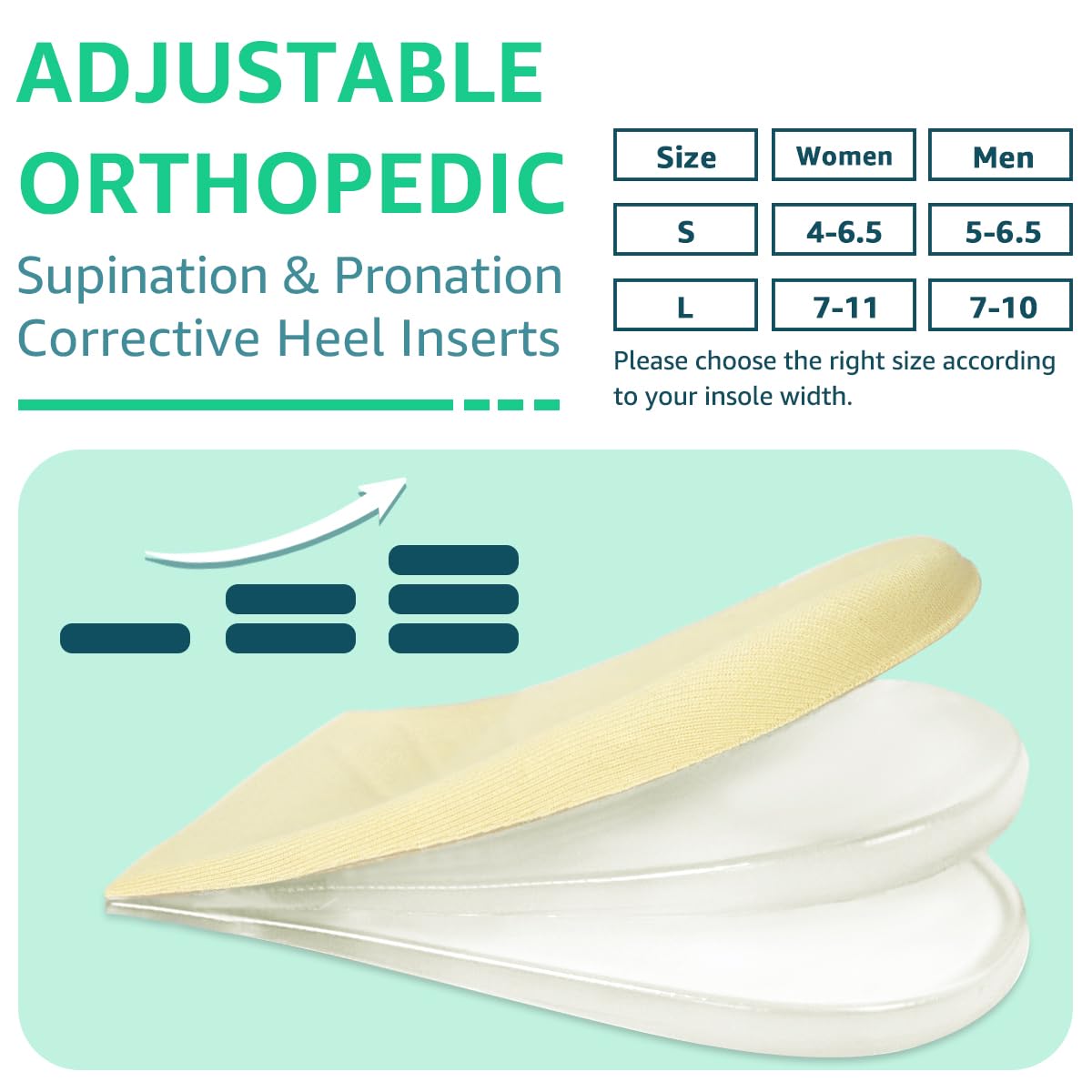 Snapklik.com : Skyfoot 3 Layers Adjustable Heel Wedge Inserts For ...