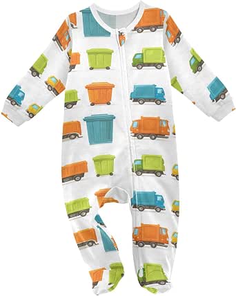 Amazon.com: XDKDZIS Garbage Trucks and Trash Canes Baby One Piece Snug ...