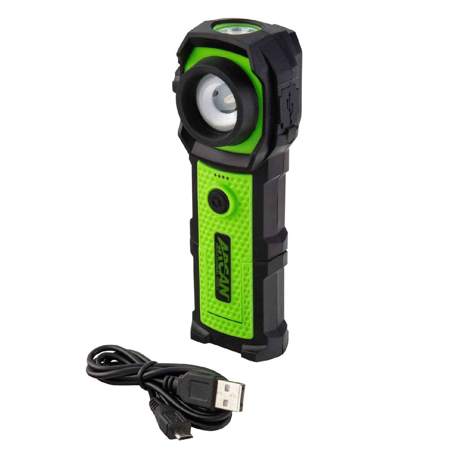 Arcan 500-Lumens Rechargeable Swivel Flashlight with USB Port (ALSWIVEL ...