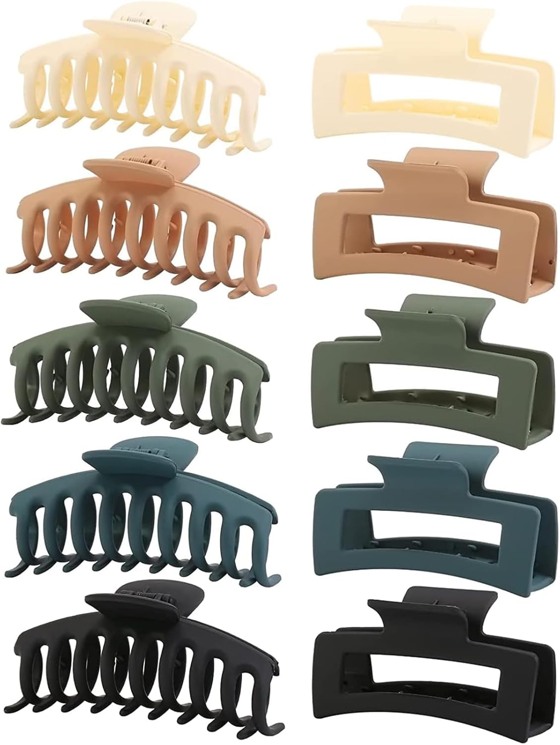 ETHEL 10 Pack Hair Claw Clips, Neutral Hair Clips for Women, 4.3" Big ...
