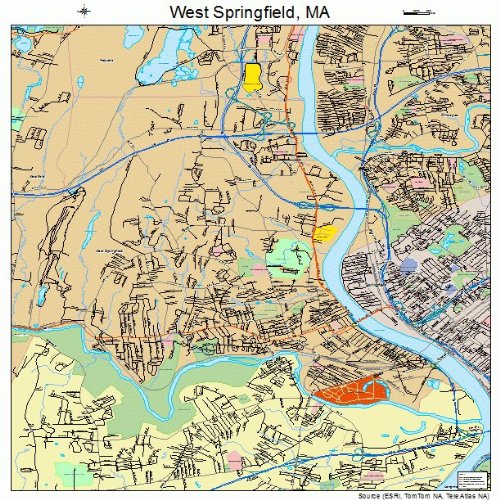 Amazon.com: Large Street & Road Map of West Springfield, Massachusetts ...