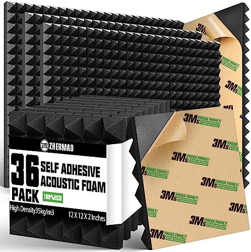 Amazon.com: 36 Pack Self-Adhesive Sound Proof Foam Panels, 2" X 12" X ...