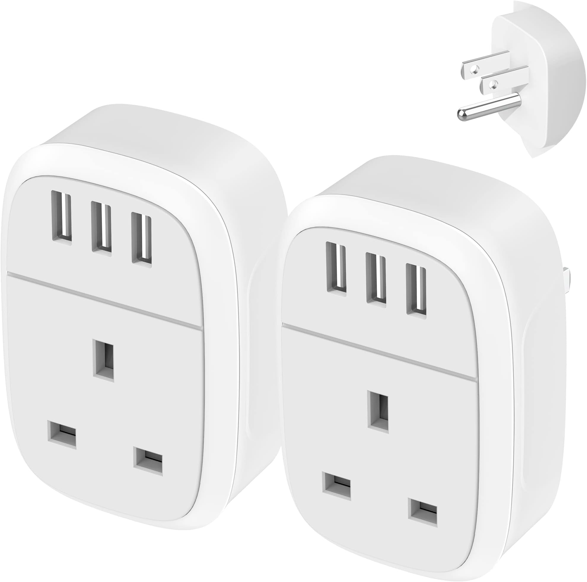UK to US Adaptor Plug 2 Pack, USA Travel Adapter with 3 USB Ports ...