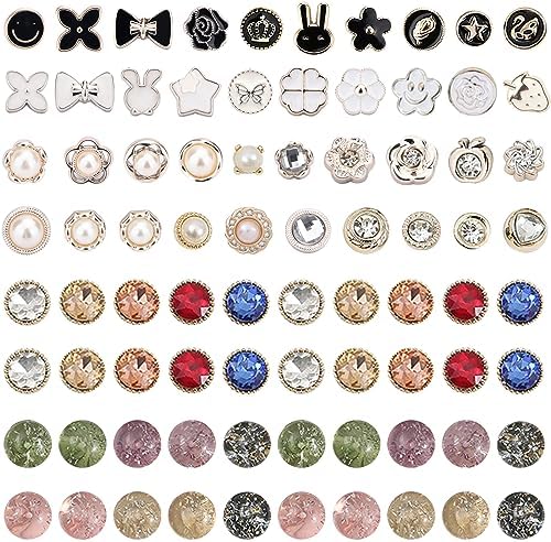 DKDDSSS 80 PCS Women's Shirt Safety Buttons - Cover Up Brooch Pins ...