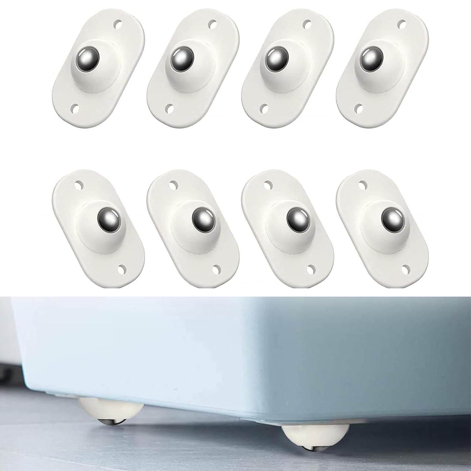 8Pcs Small Castor Wheels, Mini Caster Wheels White Appliance Rollers ...