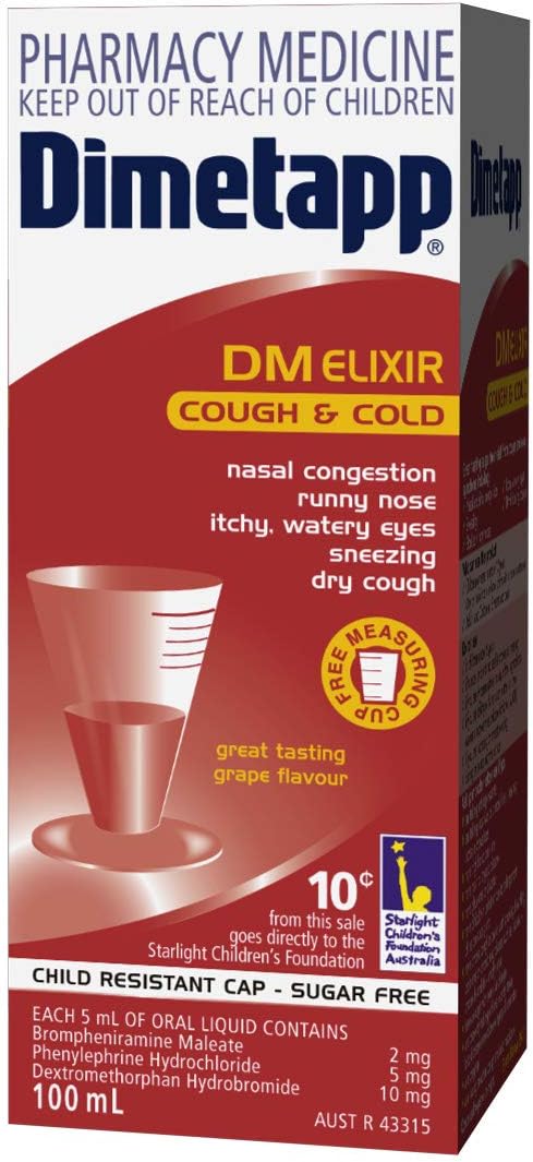 Dimetapp Dm Elixir Cough & Cold 100ml : Amazon.com.au: Health ...