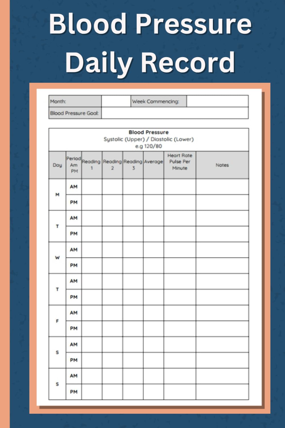 Blood Pressure Record Log Book: A Simple Daily Blood Pressure Log Book ...