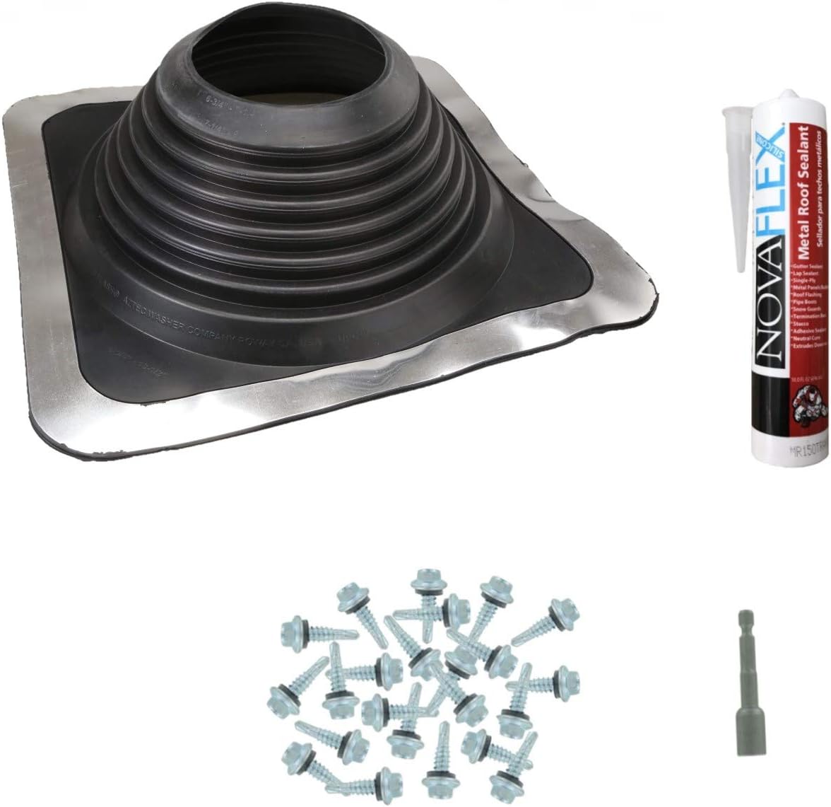 DEKTITE #7 - DF107B - Round Black EPDM Flexible Pipe Flashing, Roof ...