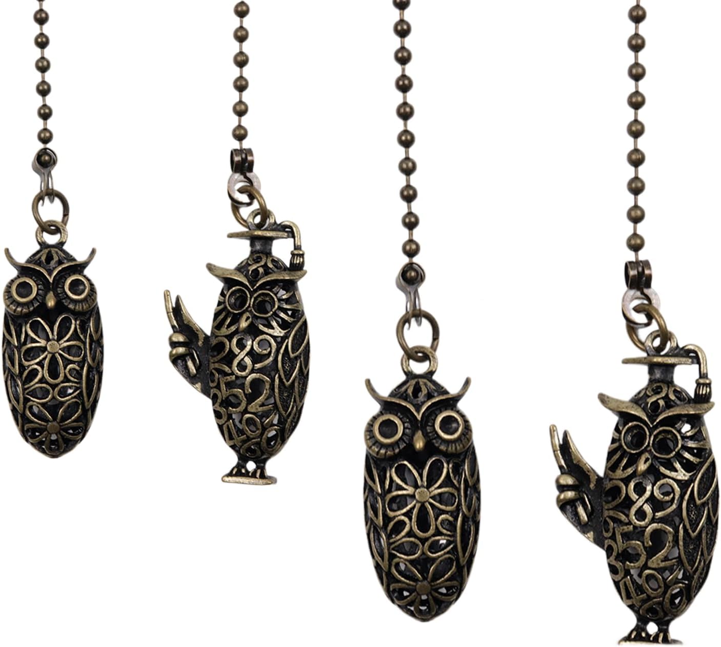 Pastlla 2Sets Bronze Ceiling Fan Pull Chain Set Vintage Decorative Fan ...