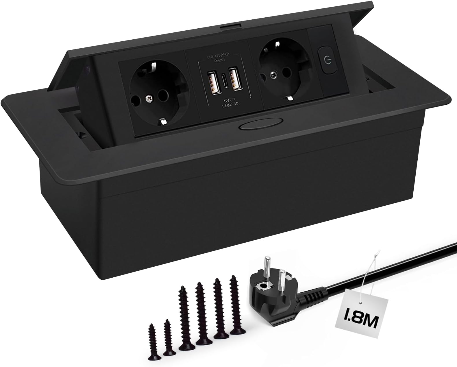 Multi Tischsteckdose 2 x Schuko Steckdose 2 x USB 1 x RJ45 1 x HDMI mit ...