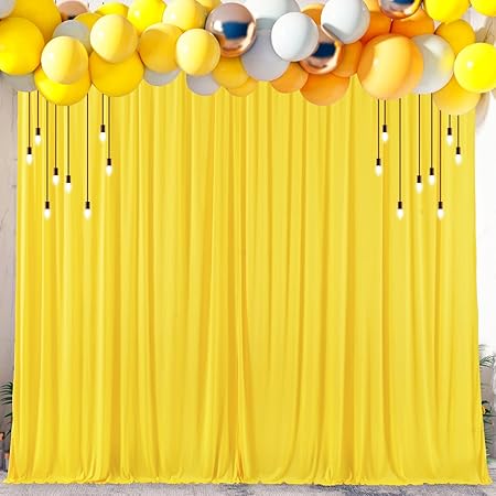 Amazon.com: 10ft x 10ft Yellow Wrinkle Free Thick Fabric Backdrop ...