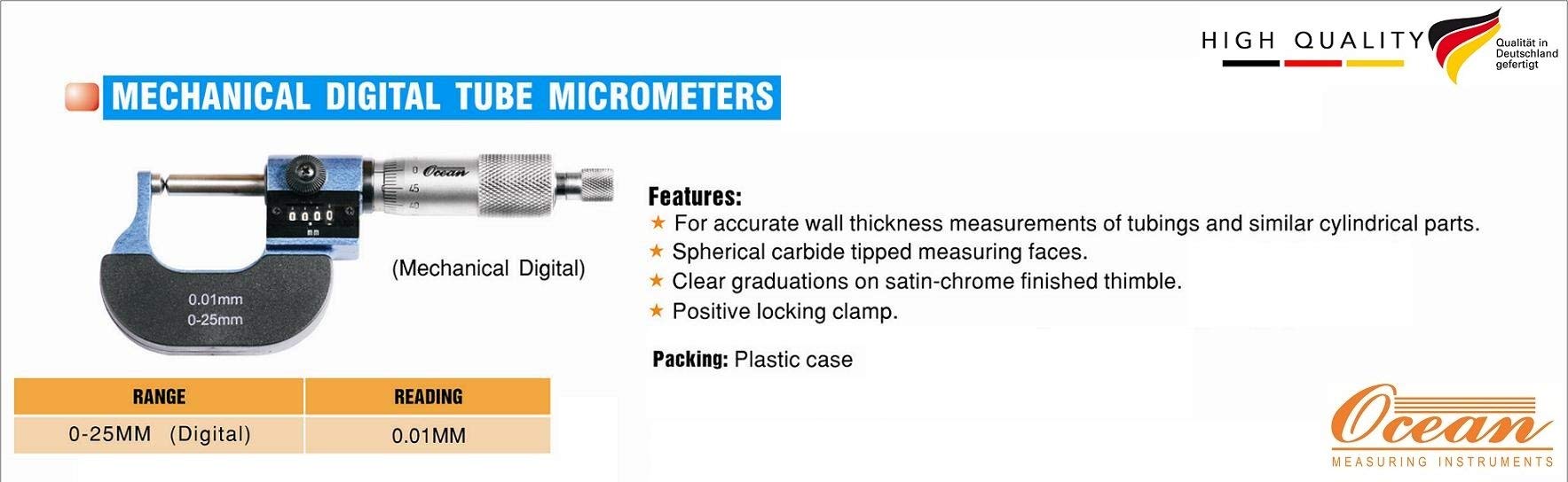 Ocean Tube Micrometer with Mechanical Digital Counter for Easy Reading ...