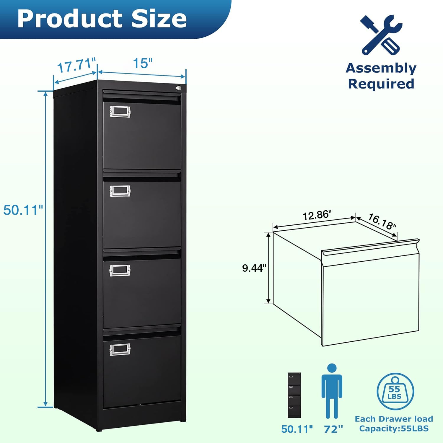 Filing Cabinet Weight 4 Drawer File Cabinet, Mobile Filing Cabinet
