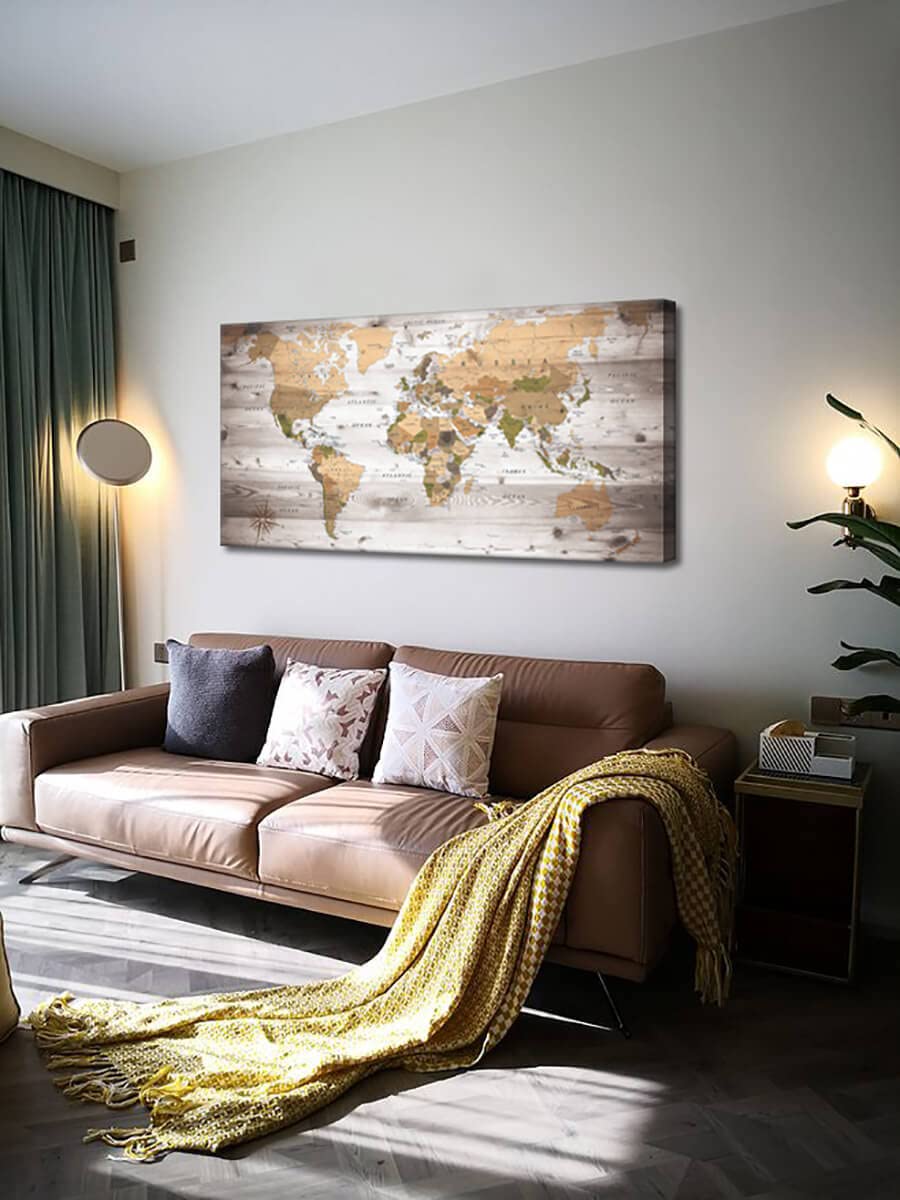 Large Size World Map Poster Canvas Wall Art for Office Decor Vintage ...