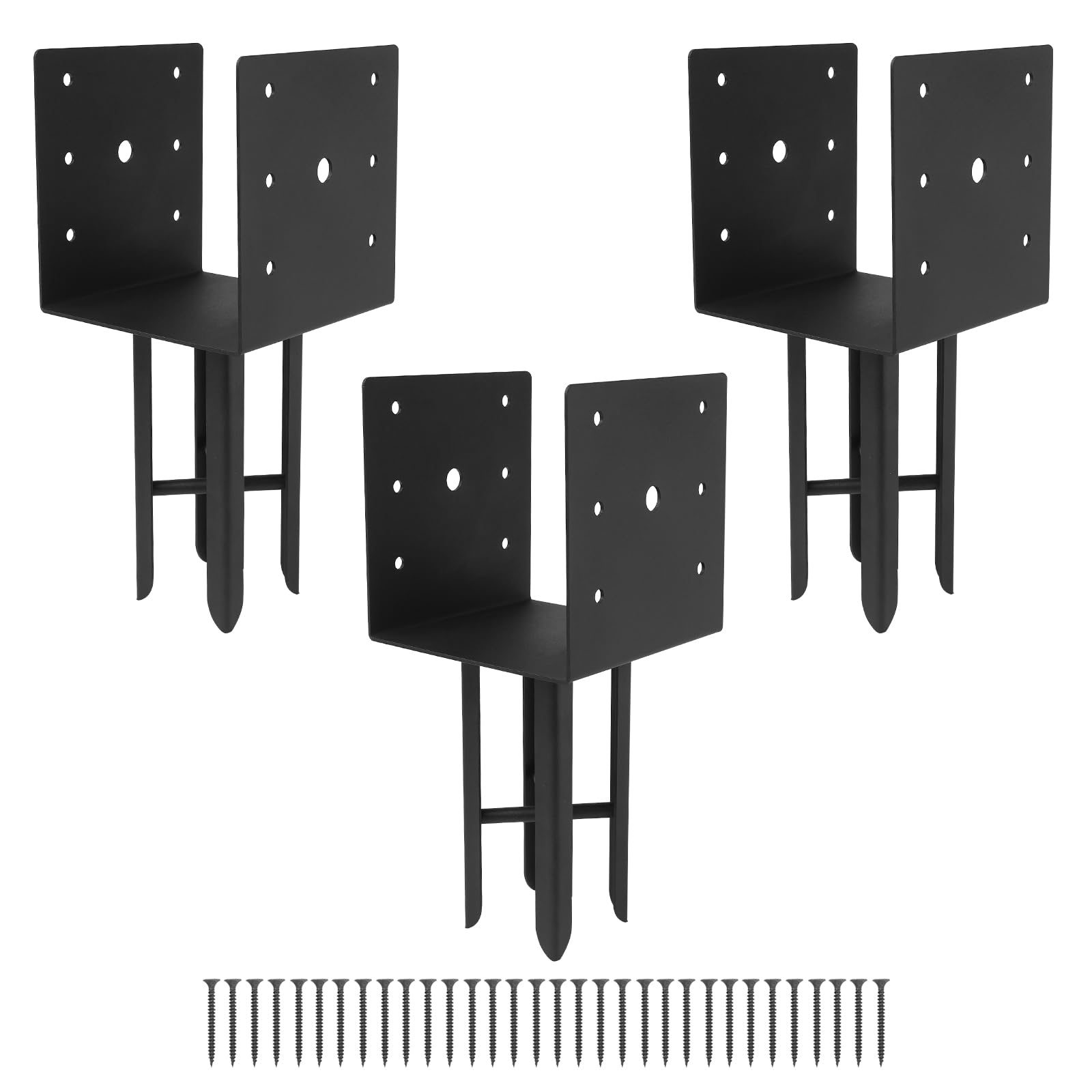 Buy 6" x 6" Wet Concrete Fence Post Anchor 3 Pcs (Inner Dia 5.5"x5.5 ...